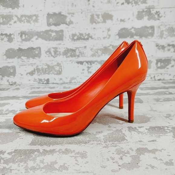 Coach | Shoes | Coach Orange Patent Leather Slip On Round Toe Business ...